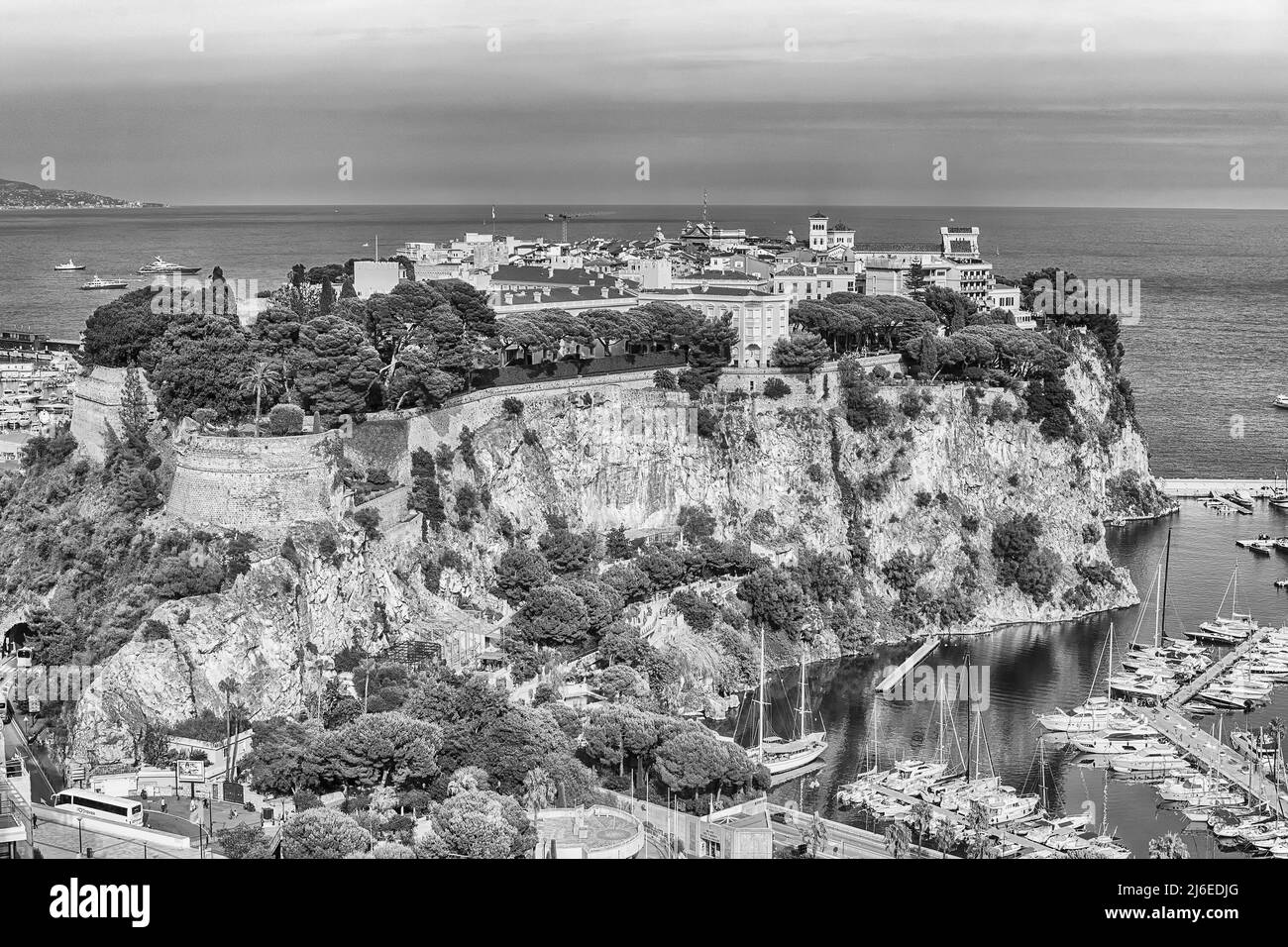 Panoramic view of Monaco City, aka Le Rocher or The Rock, Principality ...