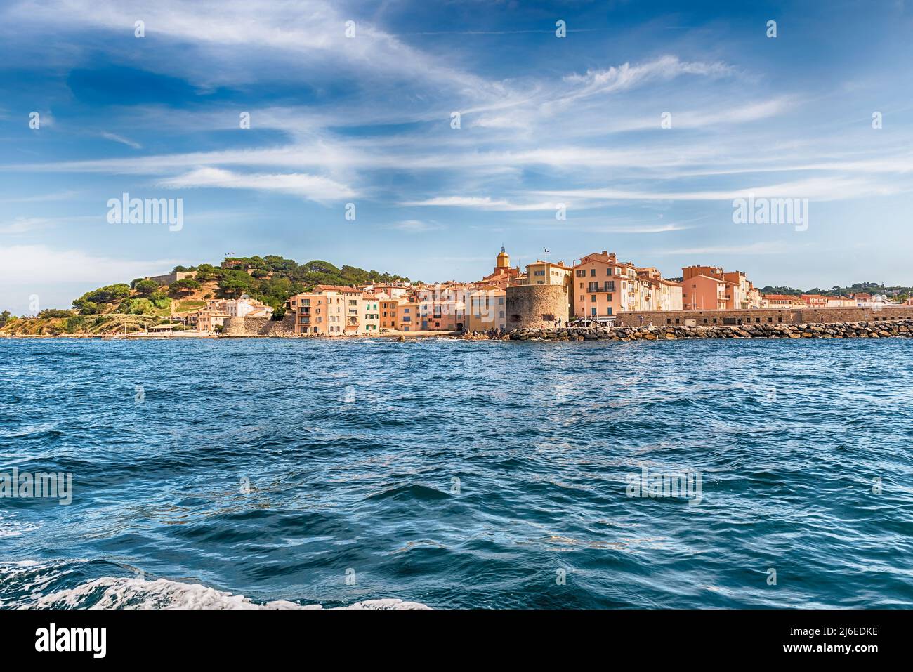 Scenic view of Saint-Tropez, Cote d'Azur, France. The town is a ...
