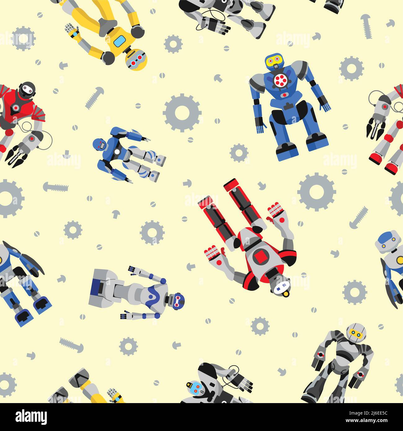Colorful pattern with various kinds of detailed robots Stock Vector ...