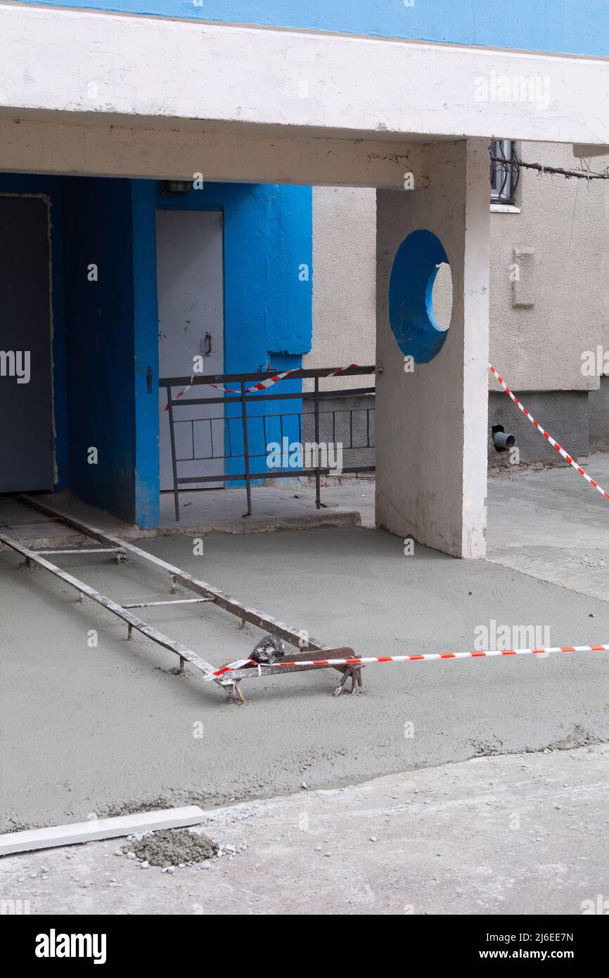 Blind area around the house. Construction of formwork for the blind ...