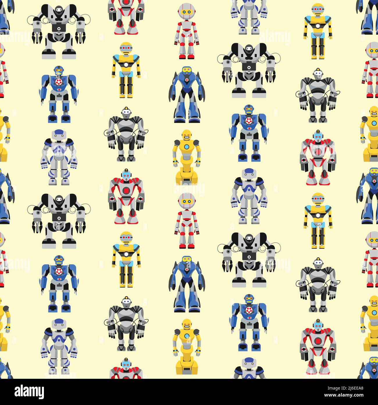 Colorful pattern with various kinds of detailed robots Stock Vector ...