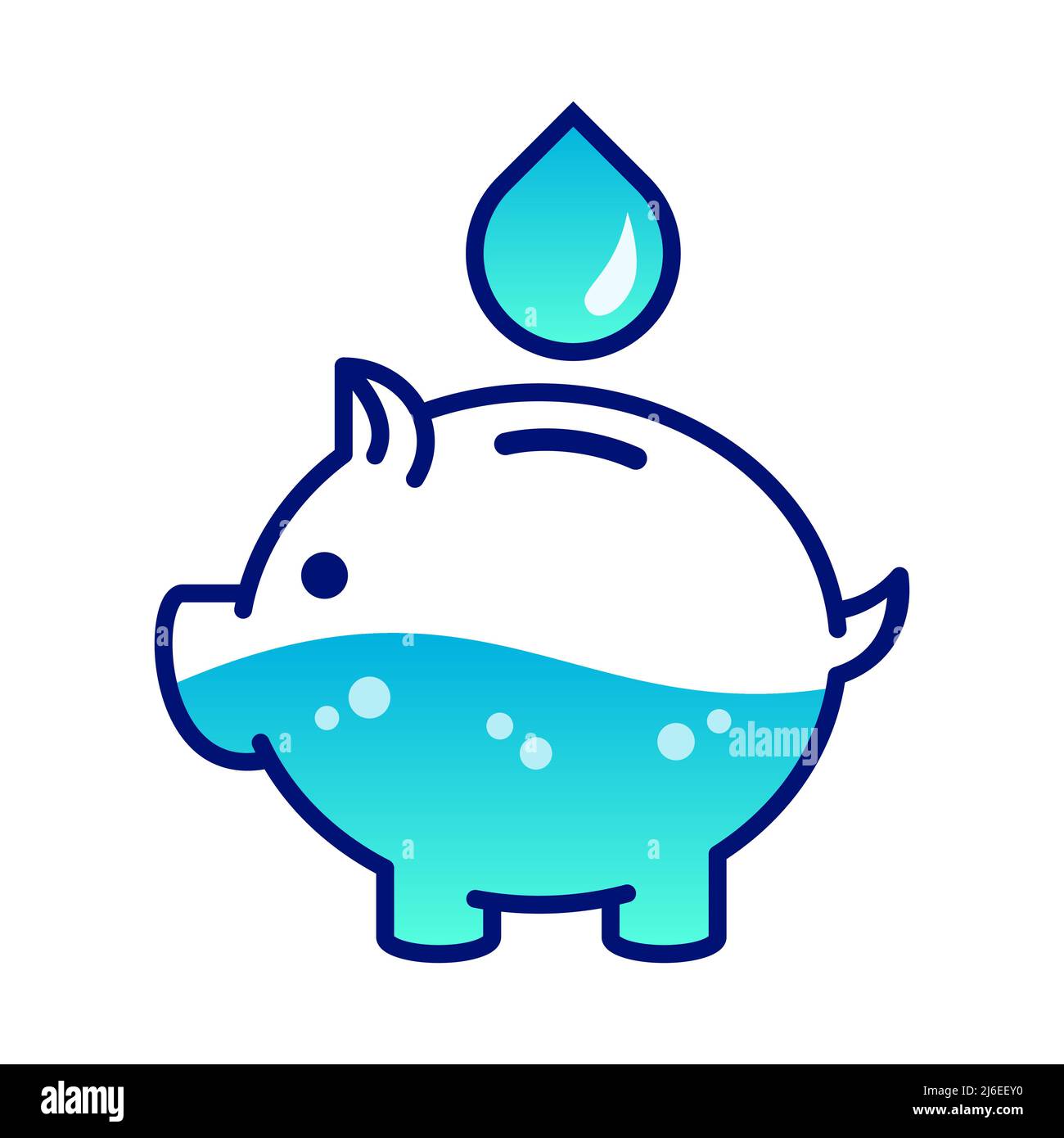 Water saving concept. Piggy bank filled with water. Rainwater ...