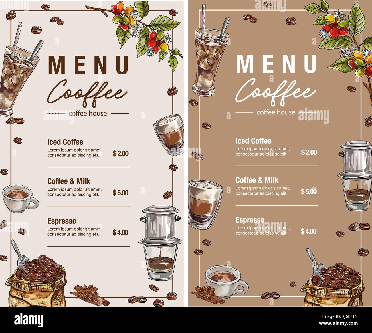 set vintage coffee illustration for poster or menu template. Graphic ...