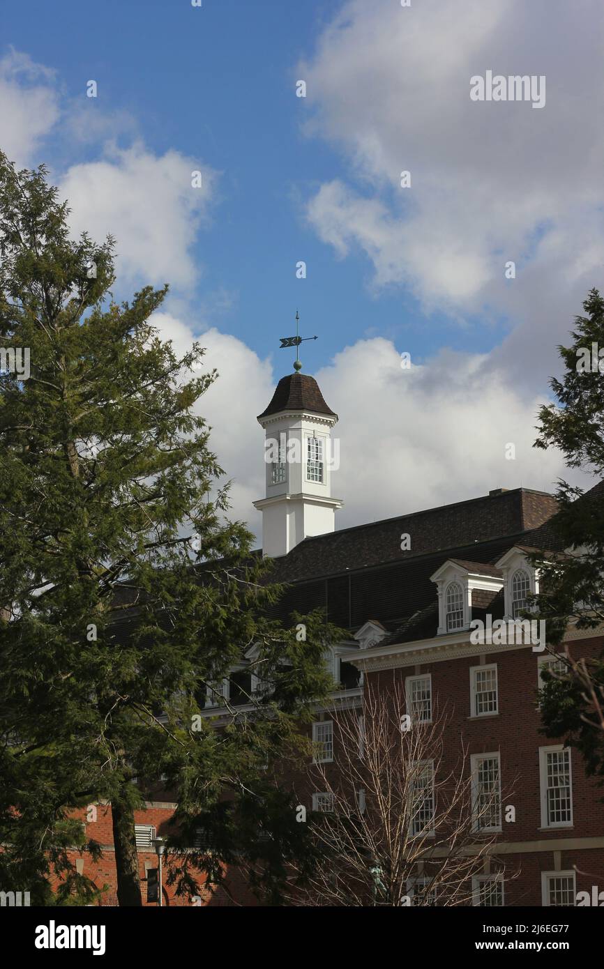 Traditional colonial building tower with a weather vane Stock Photo - Alamy