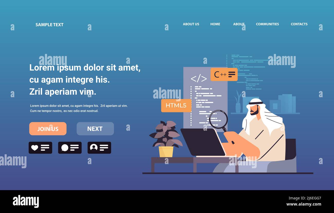 Arab Web Developer Creating Program Code On Laptop Screen Development Of Software And