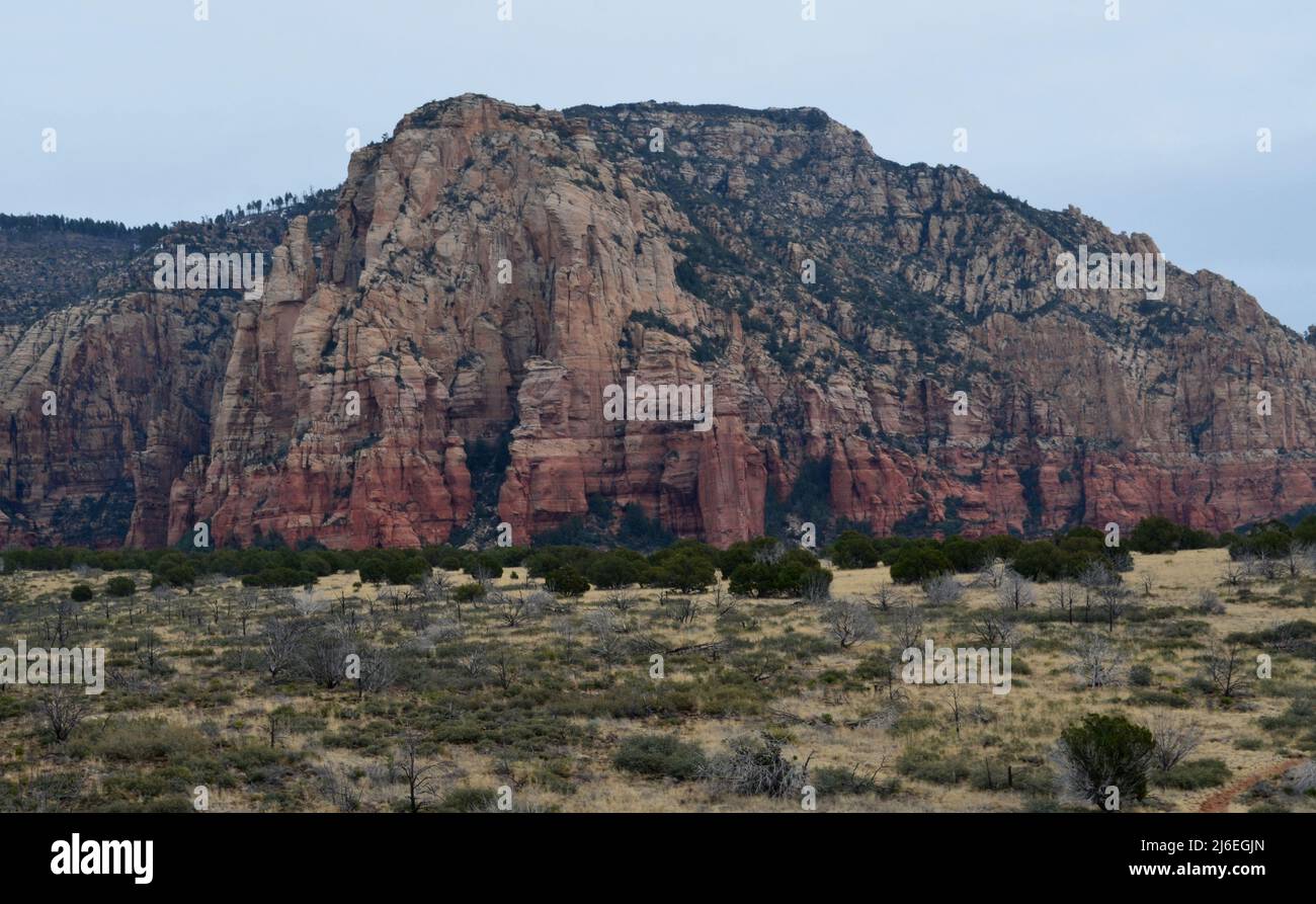 Huge rock butte with a valley in remote rural Sedona Arizona Stock ...