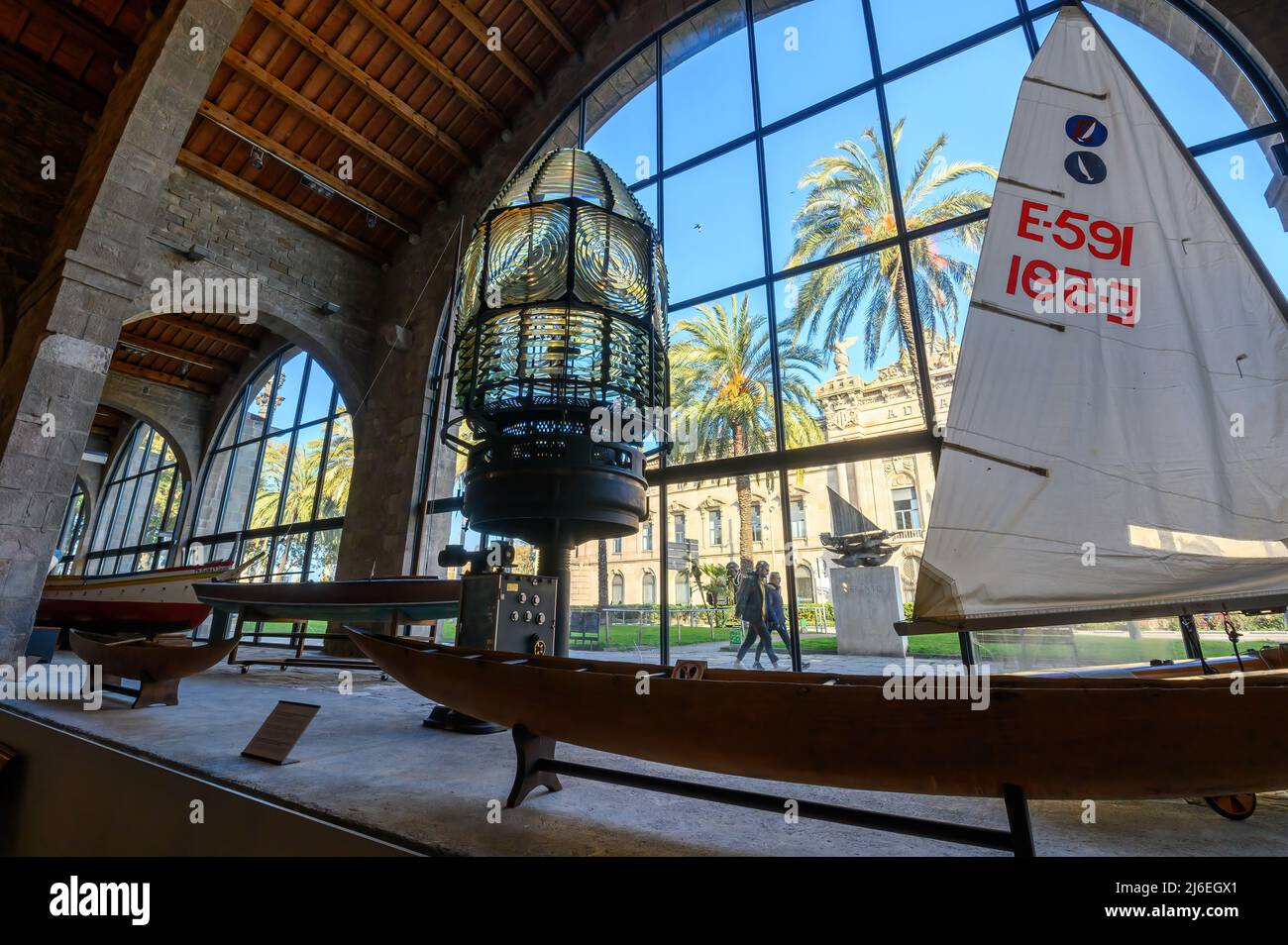 Barcelona, Spain. Models of ships and ship accessories in the Maritime ...