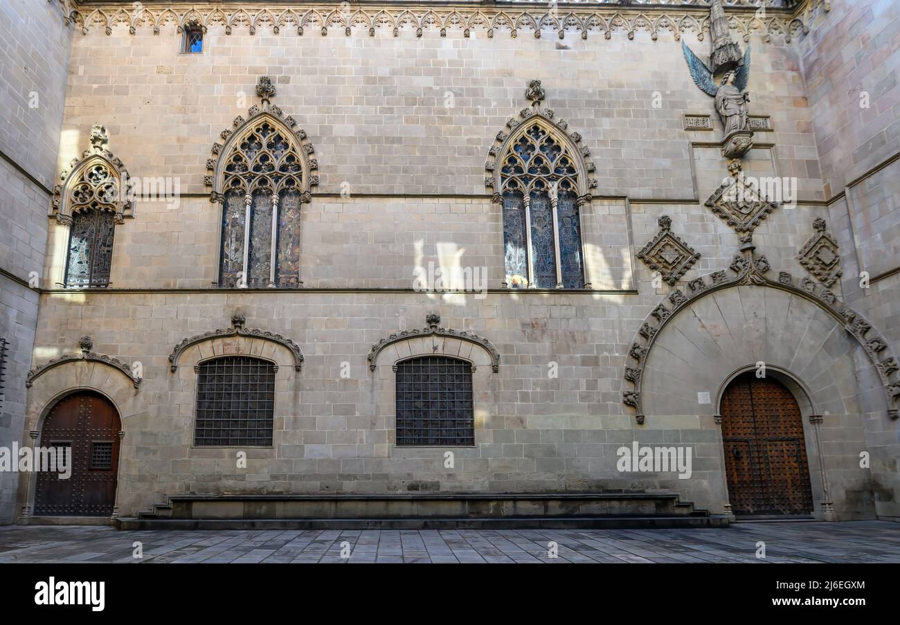 Old gothic building in the gothic quarter in Barcelona, Spain Stock ...