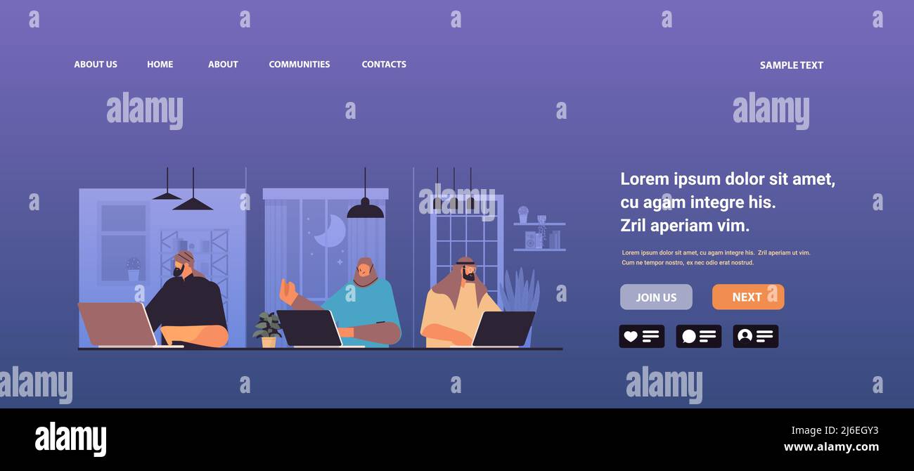 arab businesspeople using laptops digital addiction social media ...