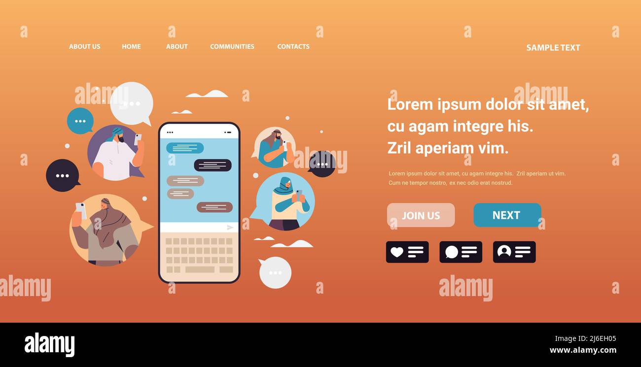 arab people typing message on smartphone arabic men women chatting in ...