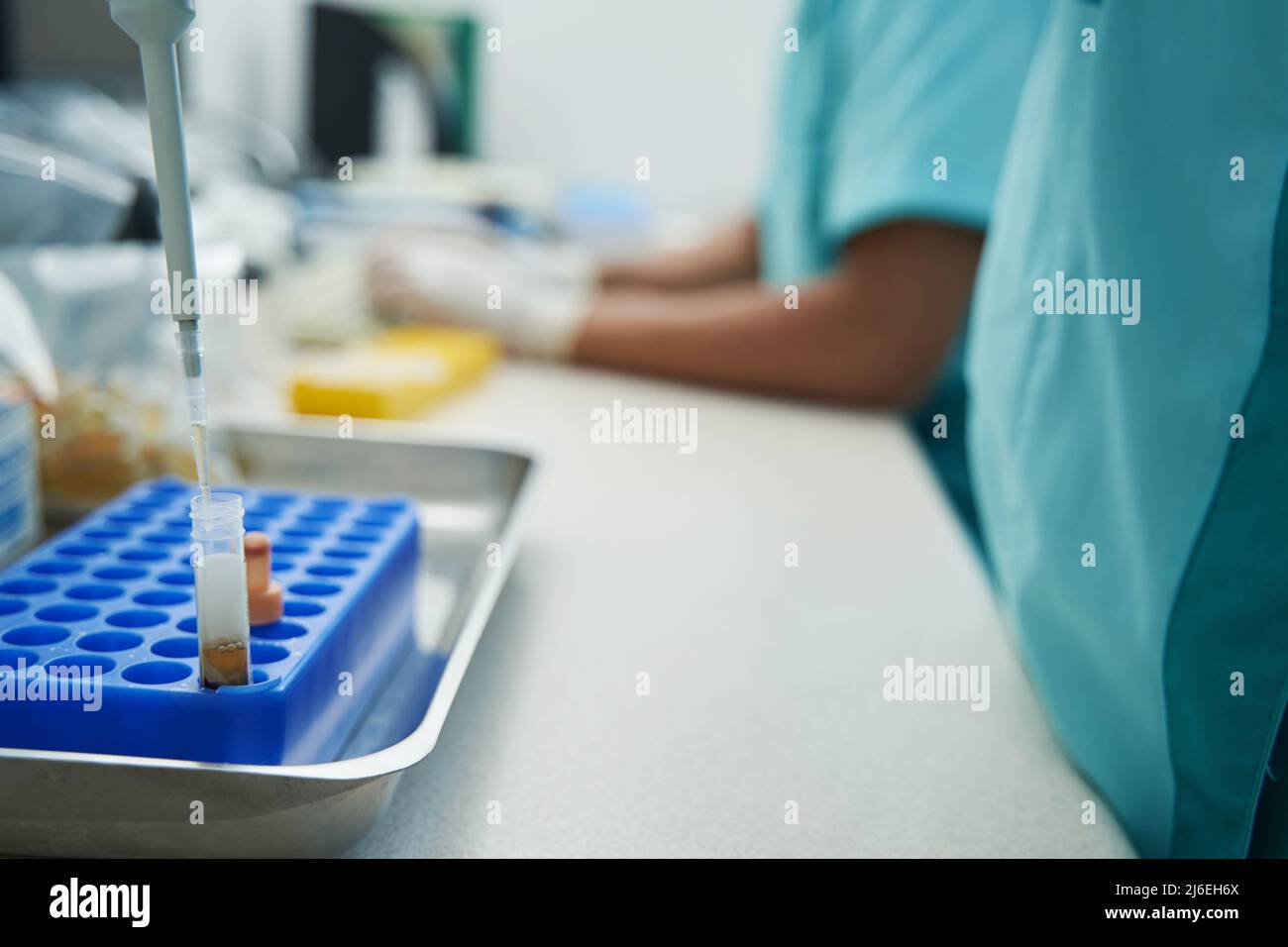 People working with blood tests in laboratory Stock Photo - Alamy