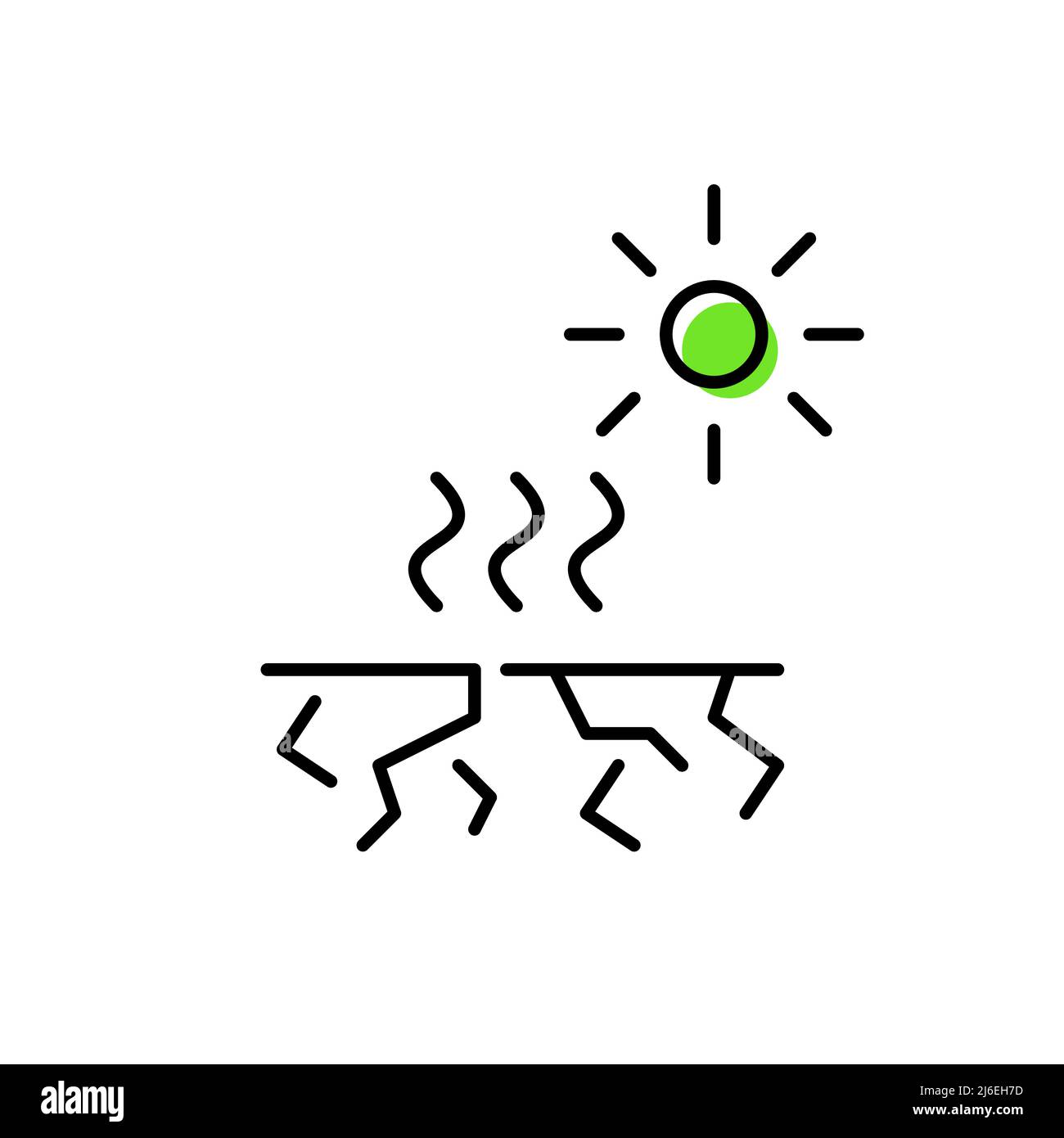Drought natural disaster. Cracked soil and sun sending heatwaves. Pixel ...