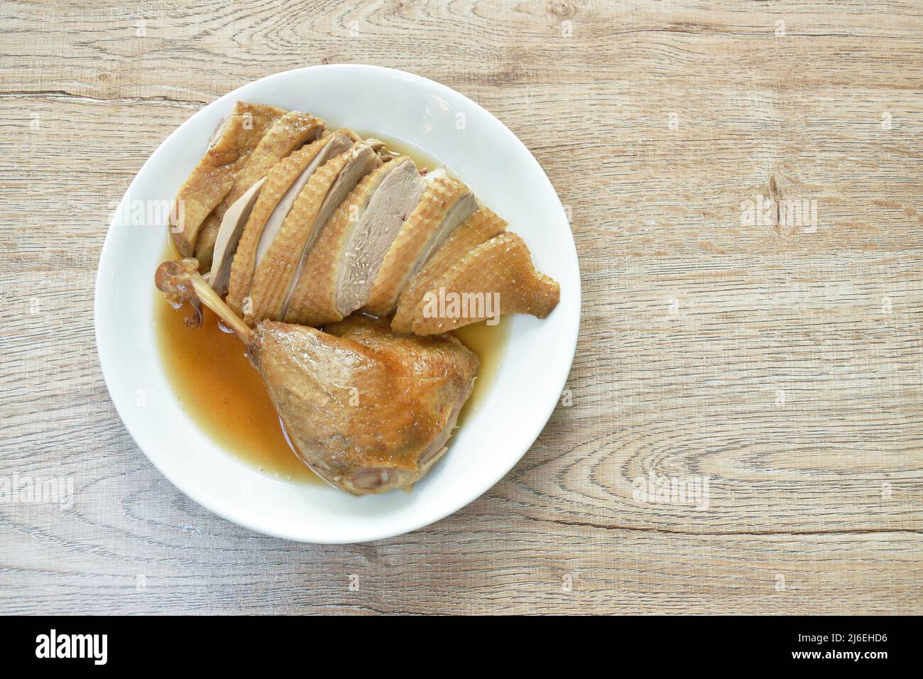 boiled duck meat dressing black soybean sauce chop and arranging on ...