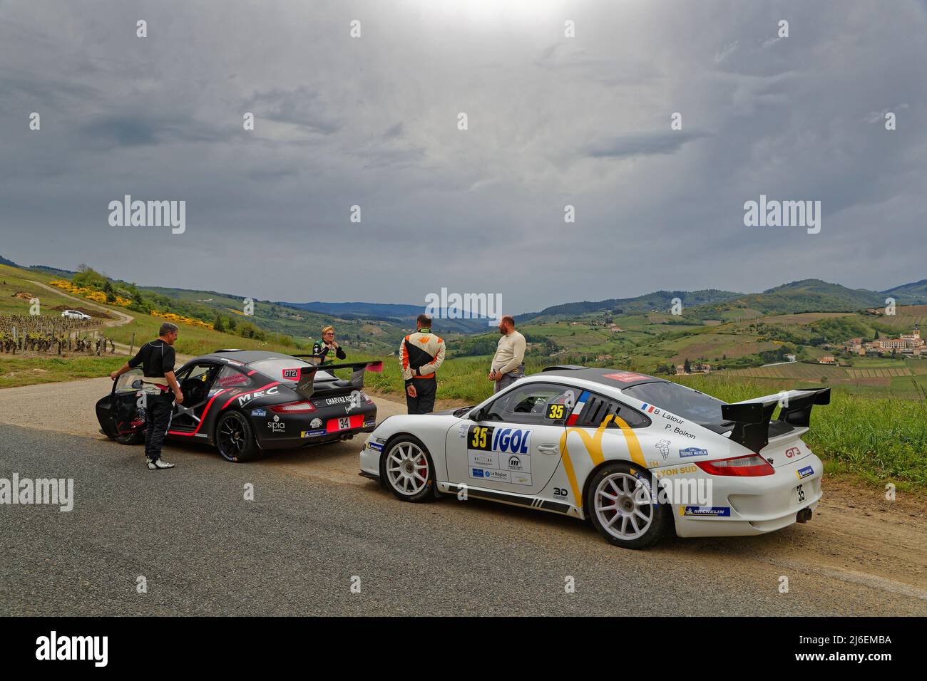 TERNAND, FRANCE, April 28, 2022 : Rallye Rhone-Charbonnieres is second ...