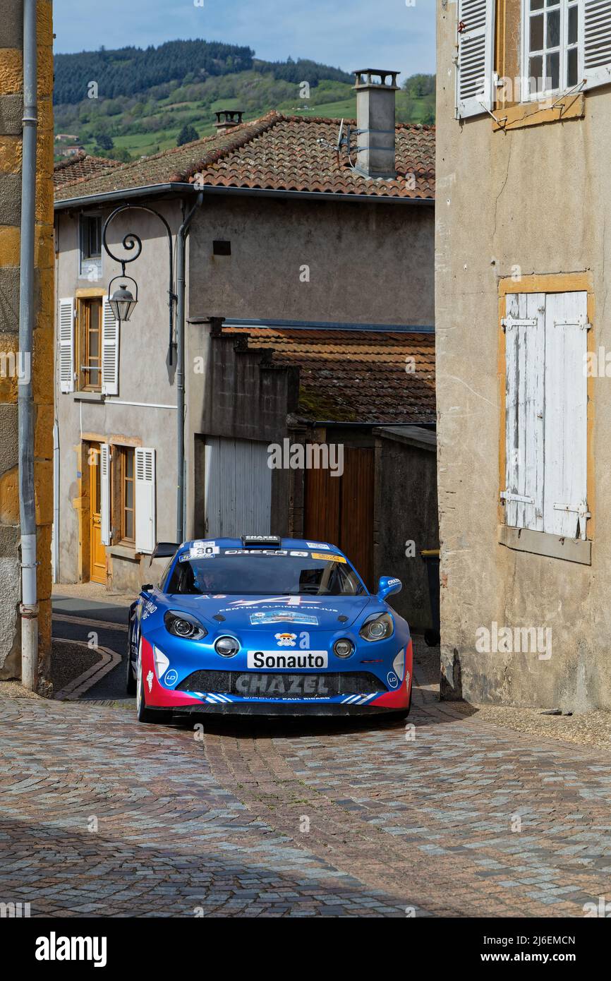 CHAMELET, FRANCE, April 28, 2022 : Rallye Rhone-Charbonnieres is second ...