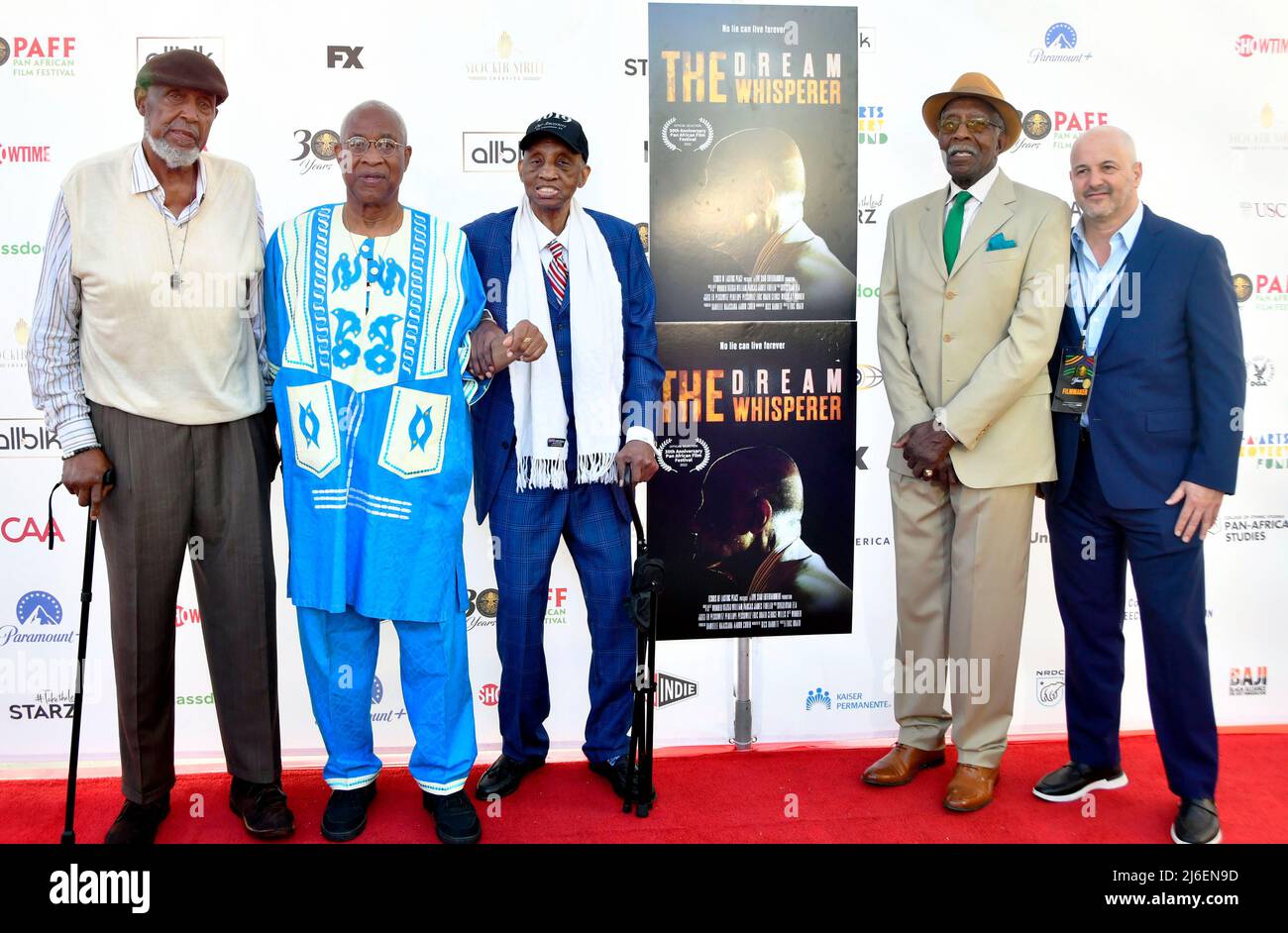 LOS ANGELES, CA - APRIL 30: George Finley, Ayuko Babu, Dr. Dick Barnett ...
