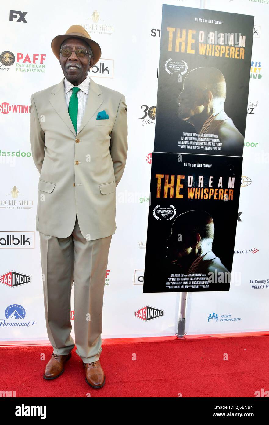 LOS ANGELES, CA - APRIL 30: George Finley, Ayuko Babu, Dr. Dick Barnett ...