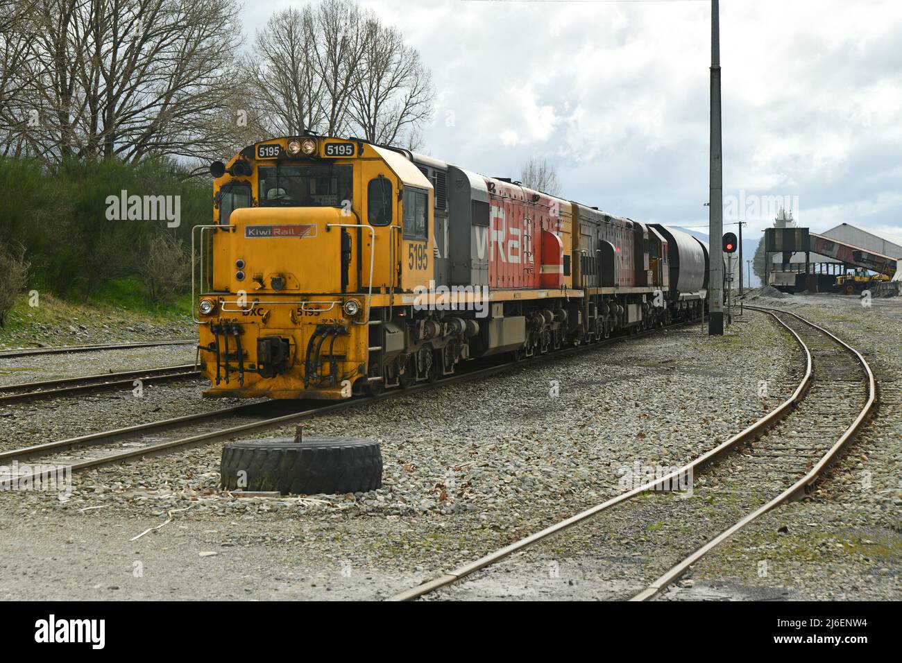 REEFTON, NEW ZEALAND, SEPTEMBER 6, 2021: A freight train at Reefton ...