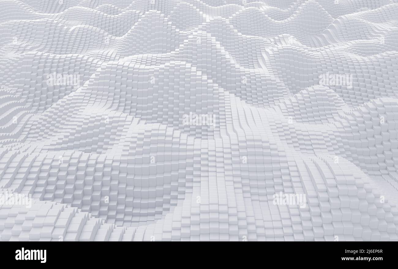 Abstract waves pixels on white background. Cubes pattern. data concept ...