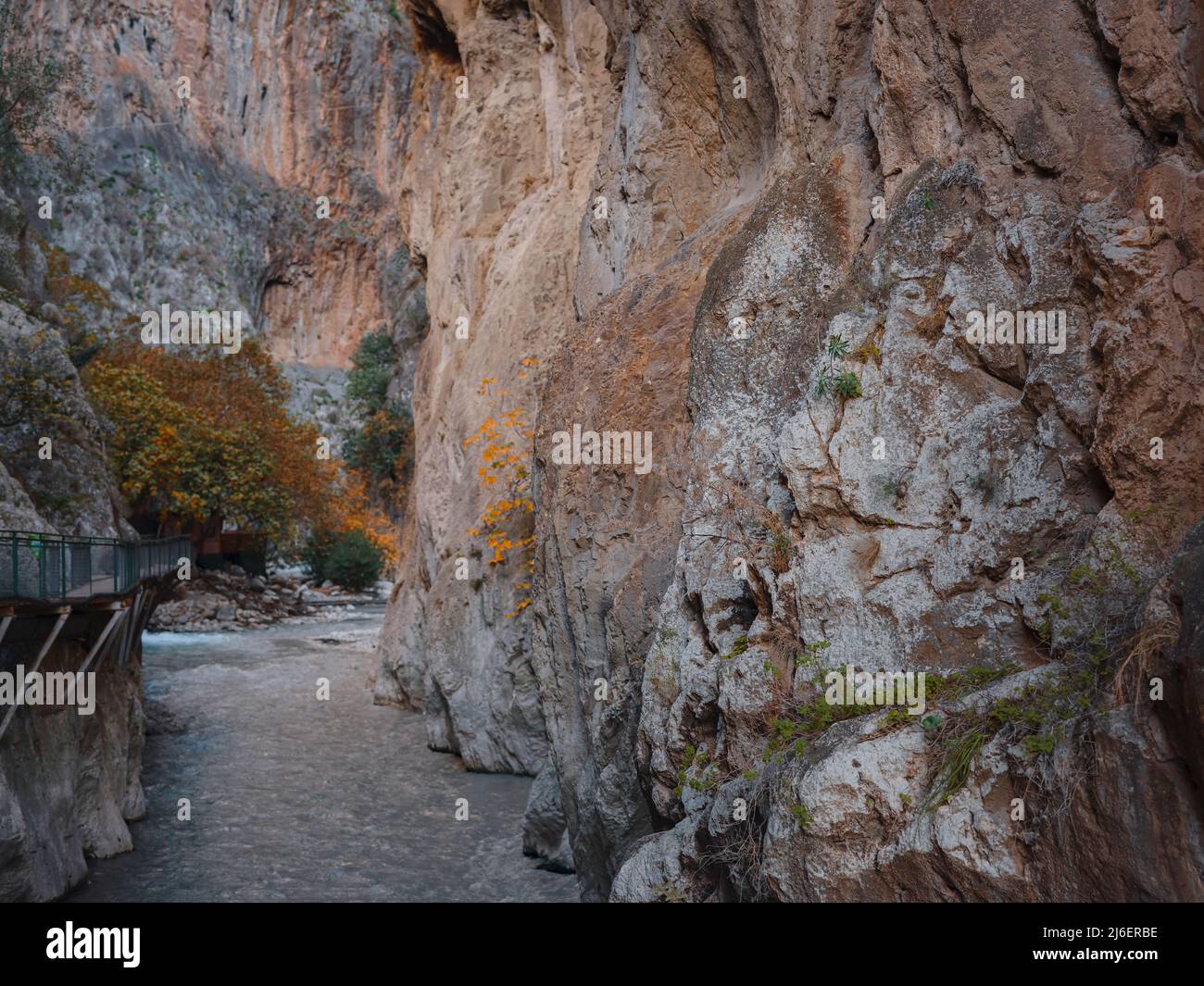 hiking along the Saklikent Gorge in Turkey. Saklikent Canyon is located ...