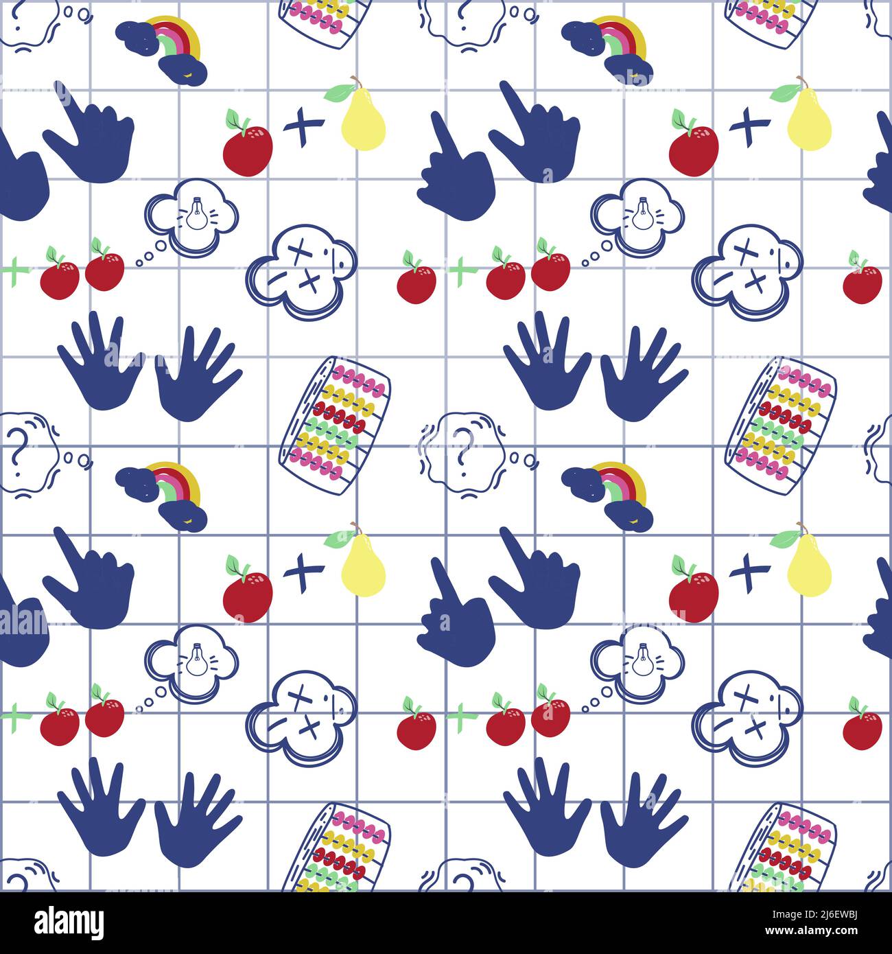 Seamless element template for mental math school on white background ...