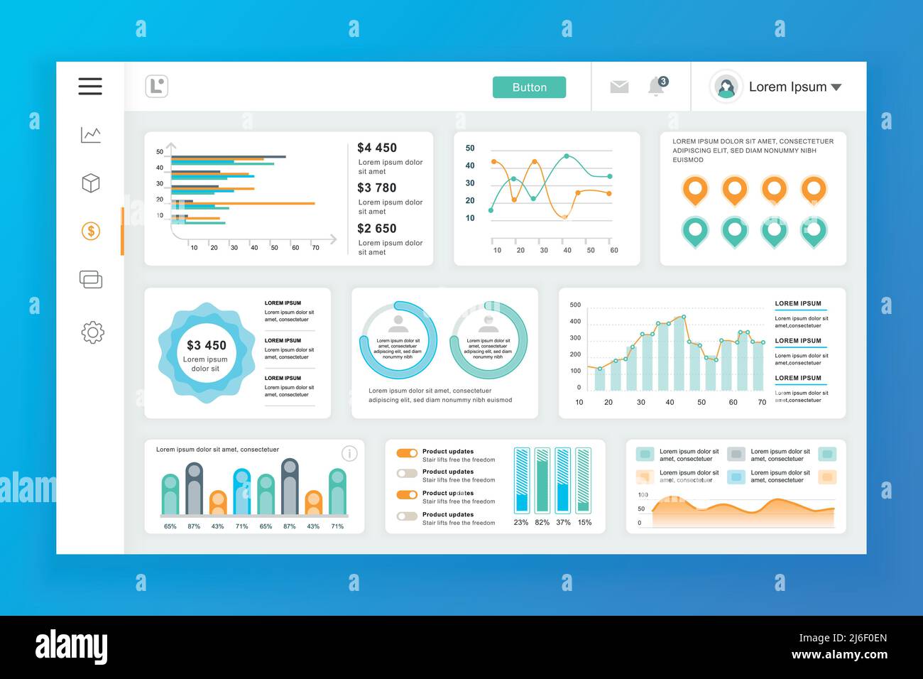 Infographic dashboard template flat design Stock Vector Images - Alamy