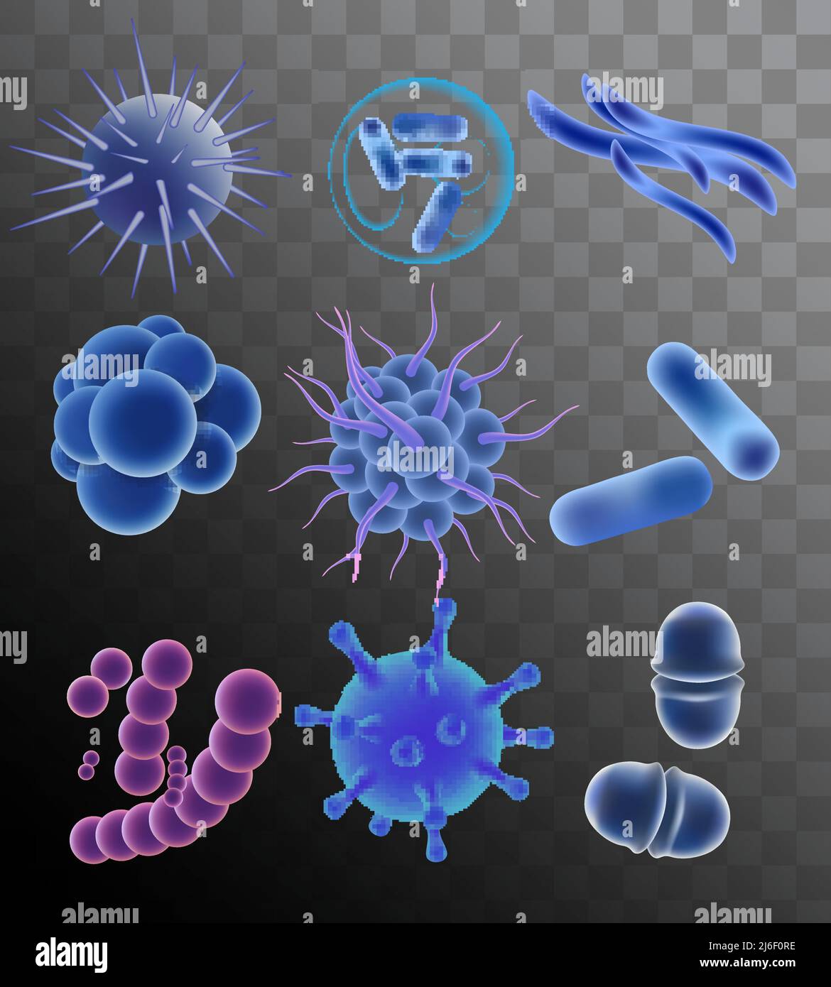 Vector realistic blue viruses bacteria microbes Stock Vector Image ...