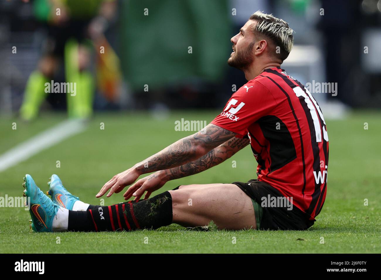 San Siro stadium, Milan, Italy, May 01, 2022, Theo Hernandez (AC Milan ...