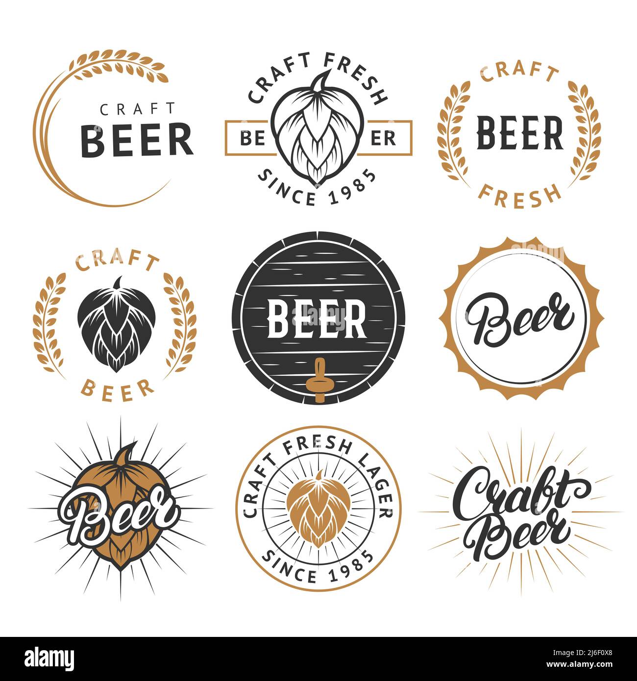 Vector set of vintage craft beer labels, badges Stock Vector Image ...
