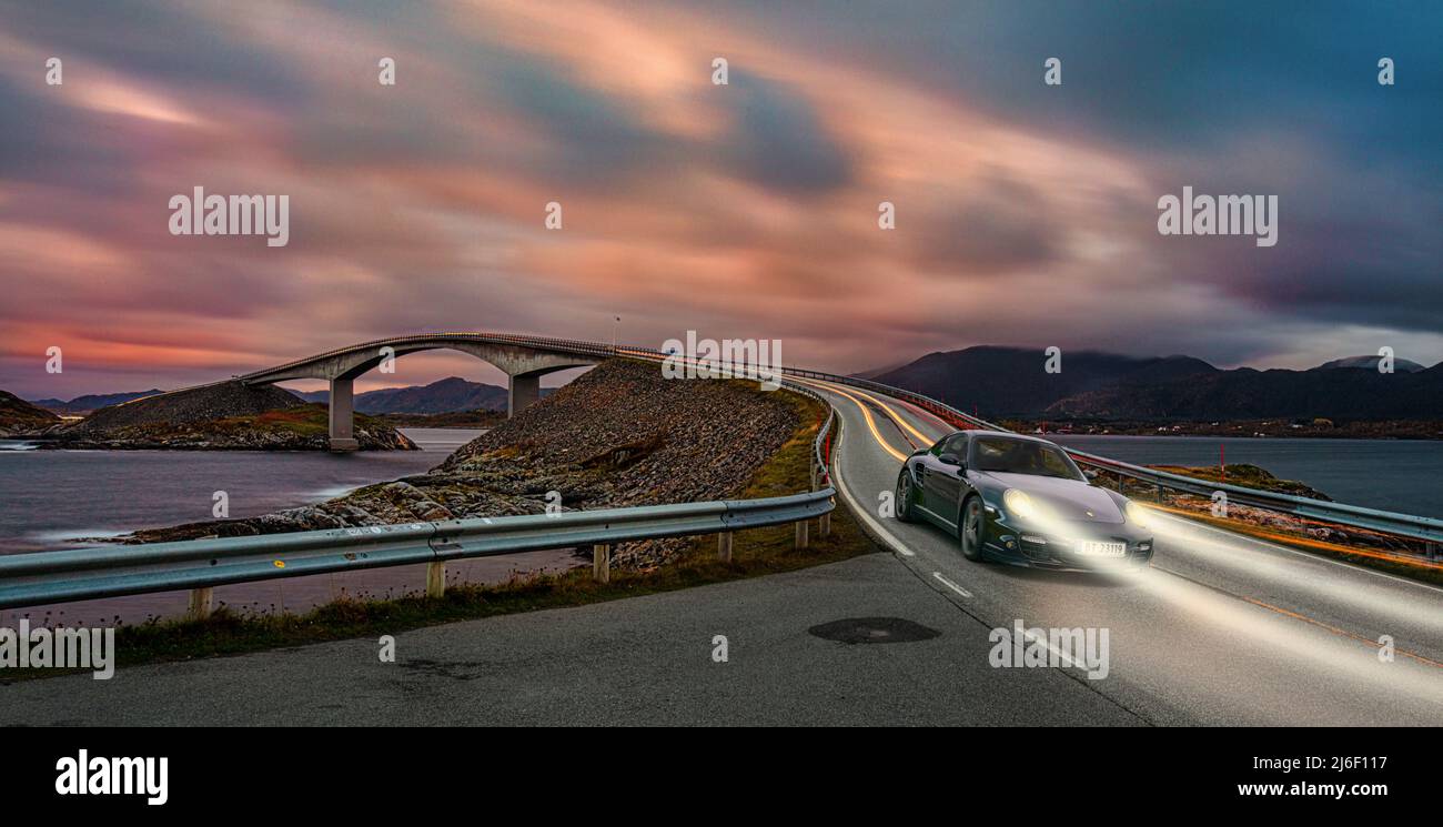 Porsche on bridge Stock Photo - Alamy