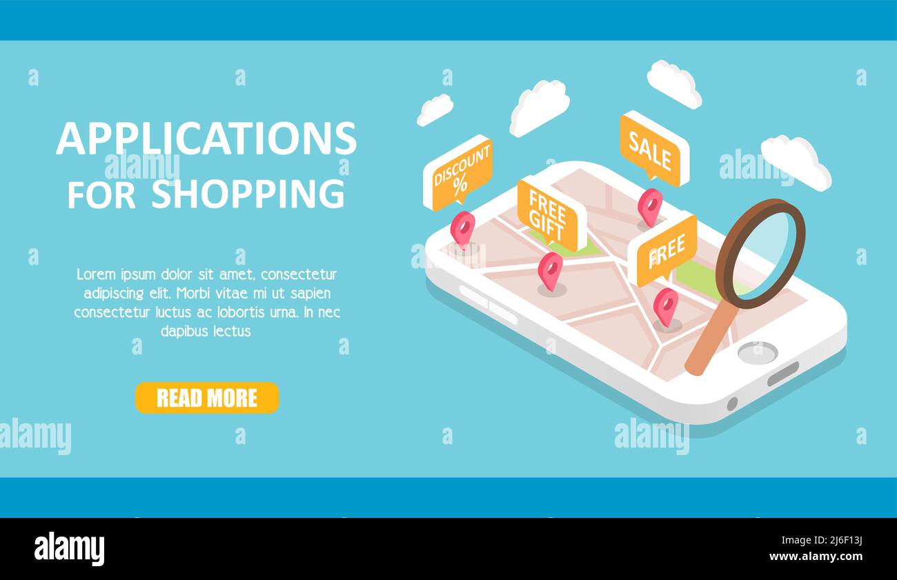 Shopping apps vector banner, web template Stock Vector Image & Art - Alamy