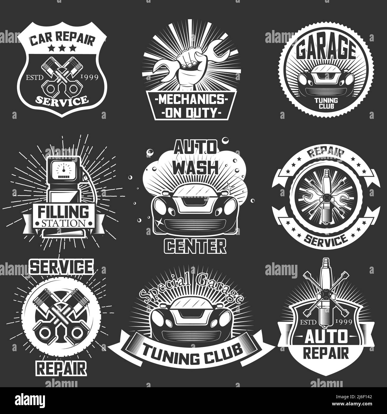 Vector set of vintage car service labels badges Stock Vector Image ...