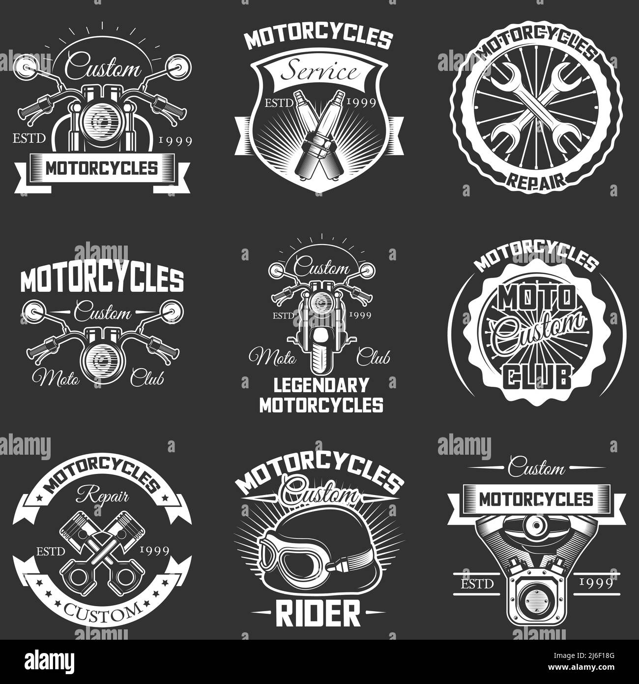 Vector set of vintage motorcycle service labels Stock Vector Image ...