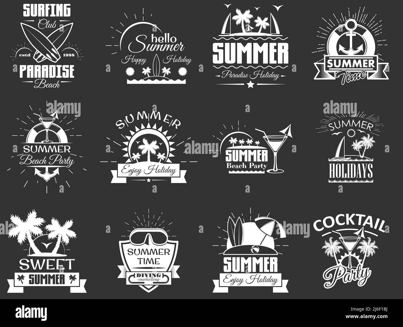 Vector set of vintage summertime labels, emblems Stock Vector Image ...