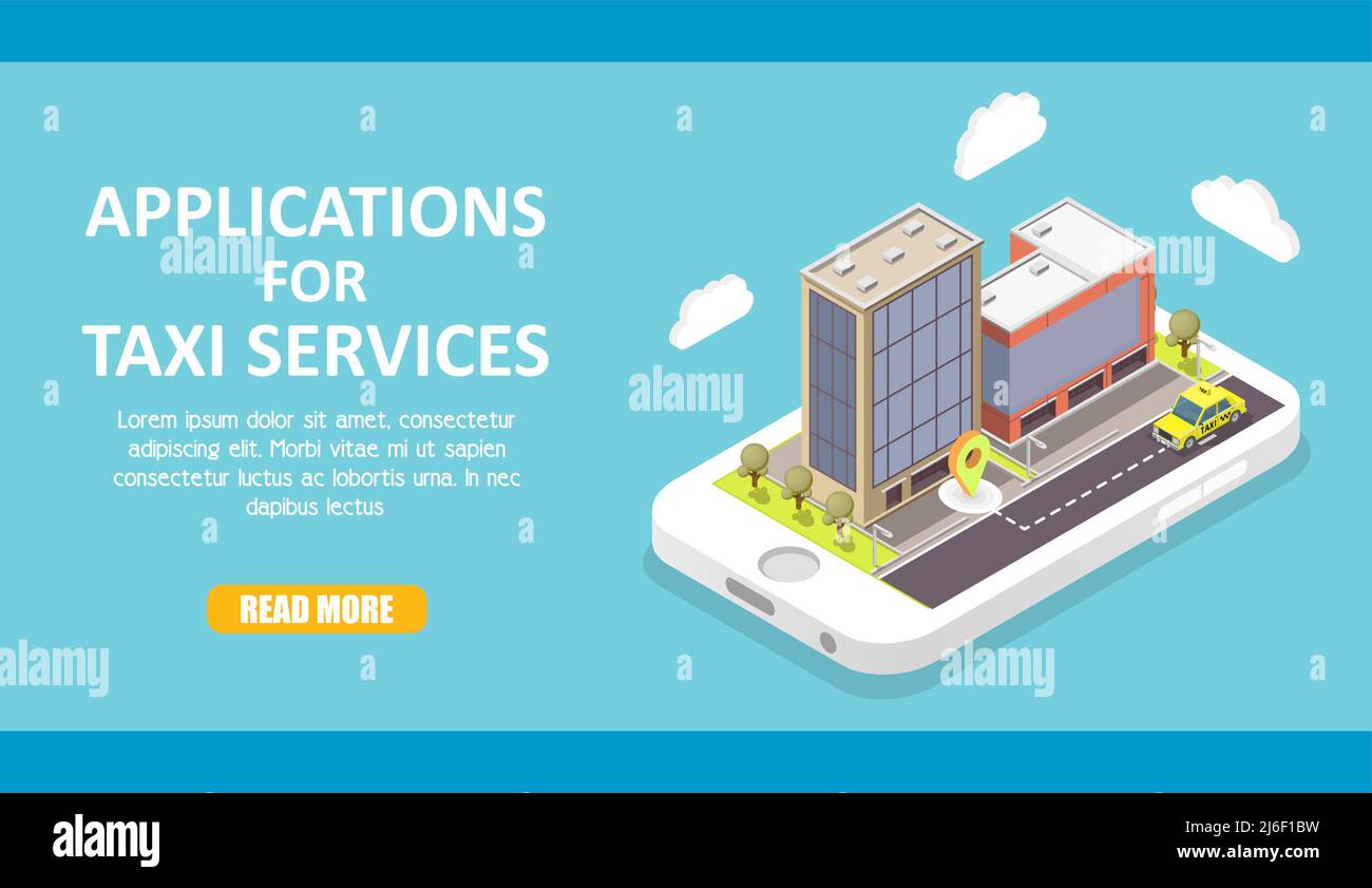 Taxi service apps vector isometric illustration Stock Vector Image ...