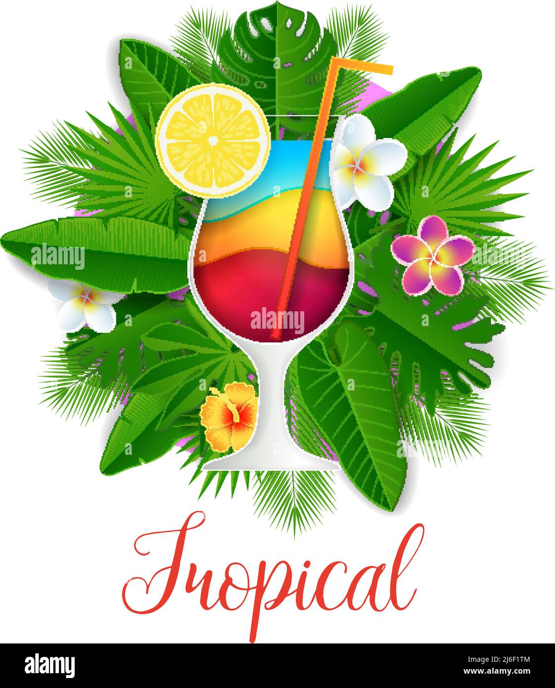 Vector paper cut tropical poster, card template Stock Vector Image ...