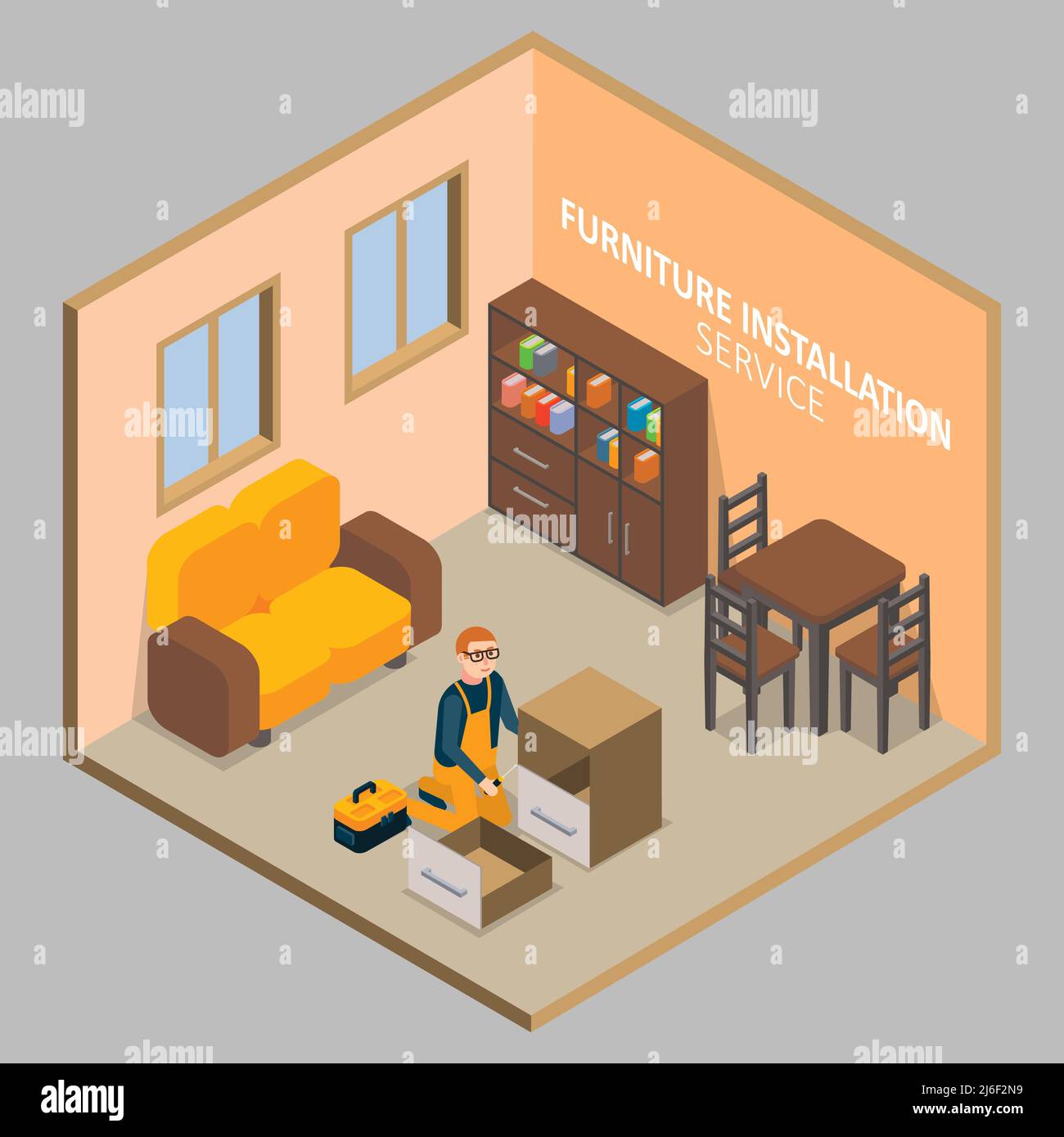 Furniture installation vector isometric concept Stock Vector Image ...
