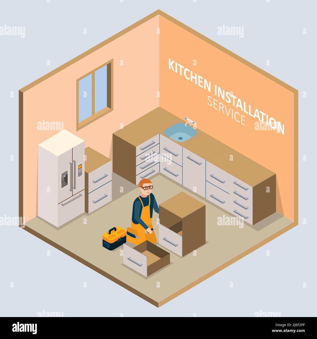 Kitchen installation vector isometric concept Stock Vector Image & Art ...