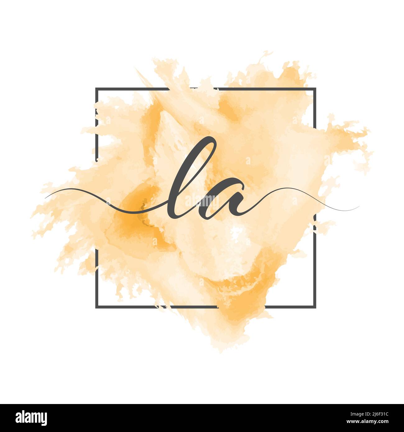 Calligraphic lowercase letters L and A are written in a solid line on a ...