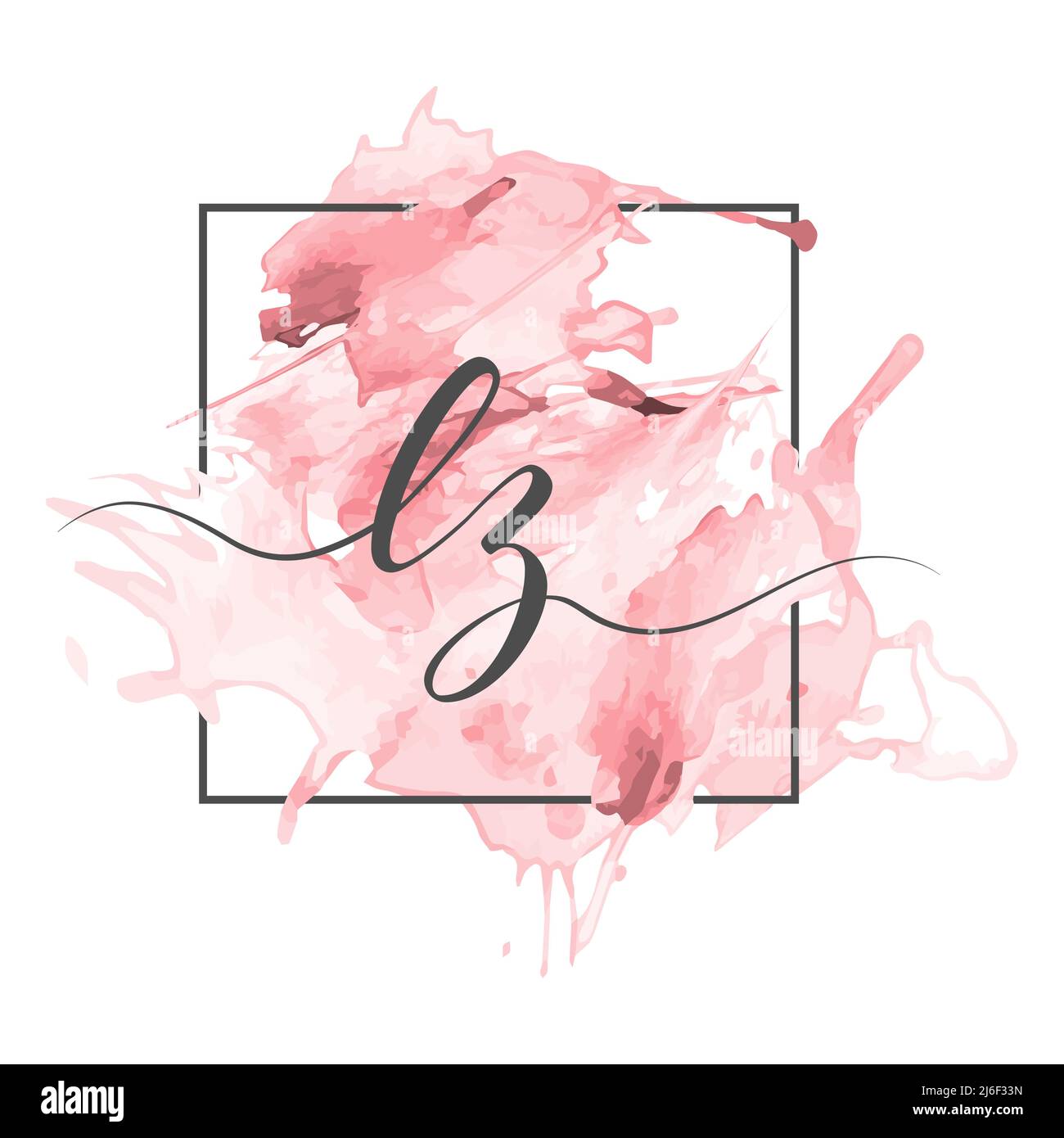 Calligraphic lowercase letters L and Z are written in a solid line on a ...