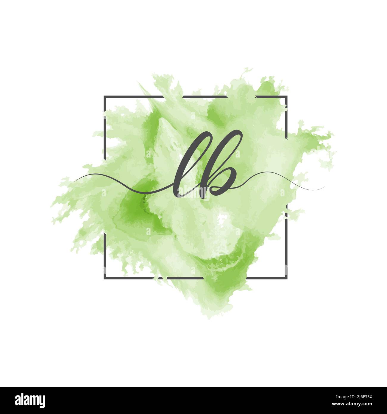Calligraphic lowercase letters L and B are written in a solid line on a ...