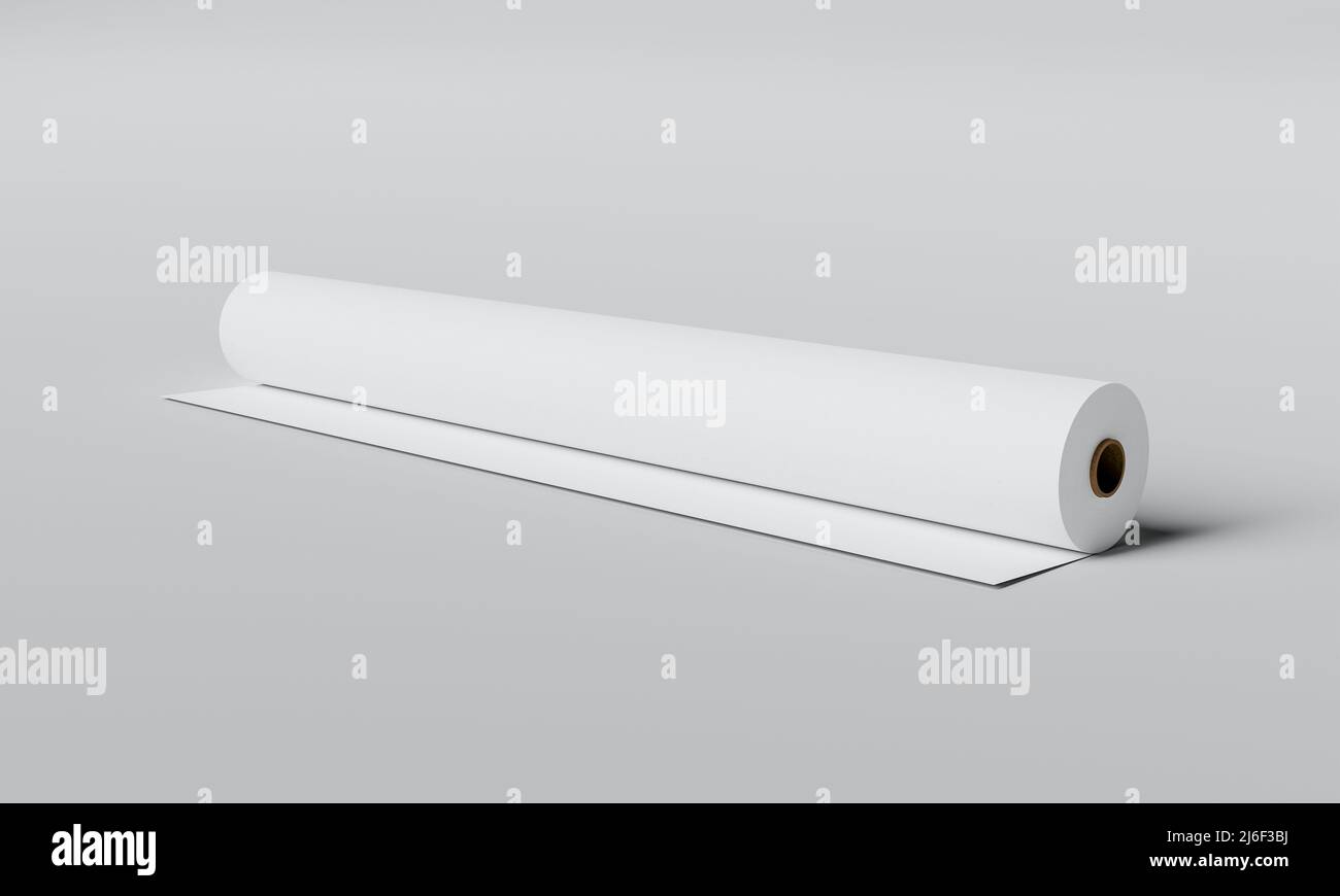 Paper rolls on gray background. Object and industry concept. 3D ...