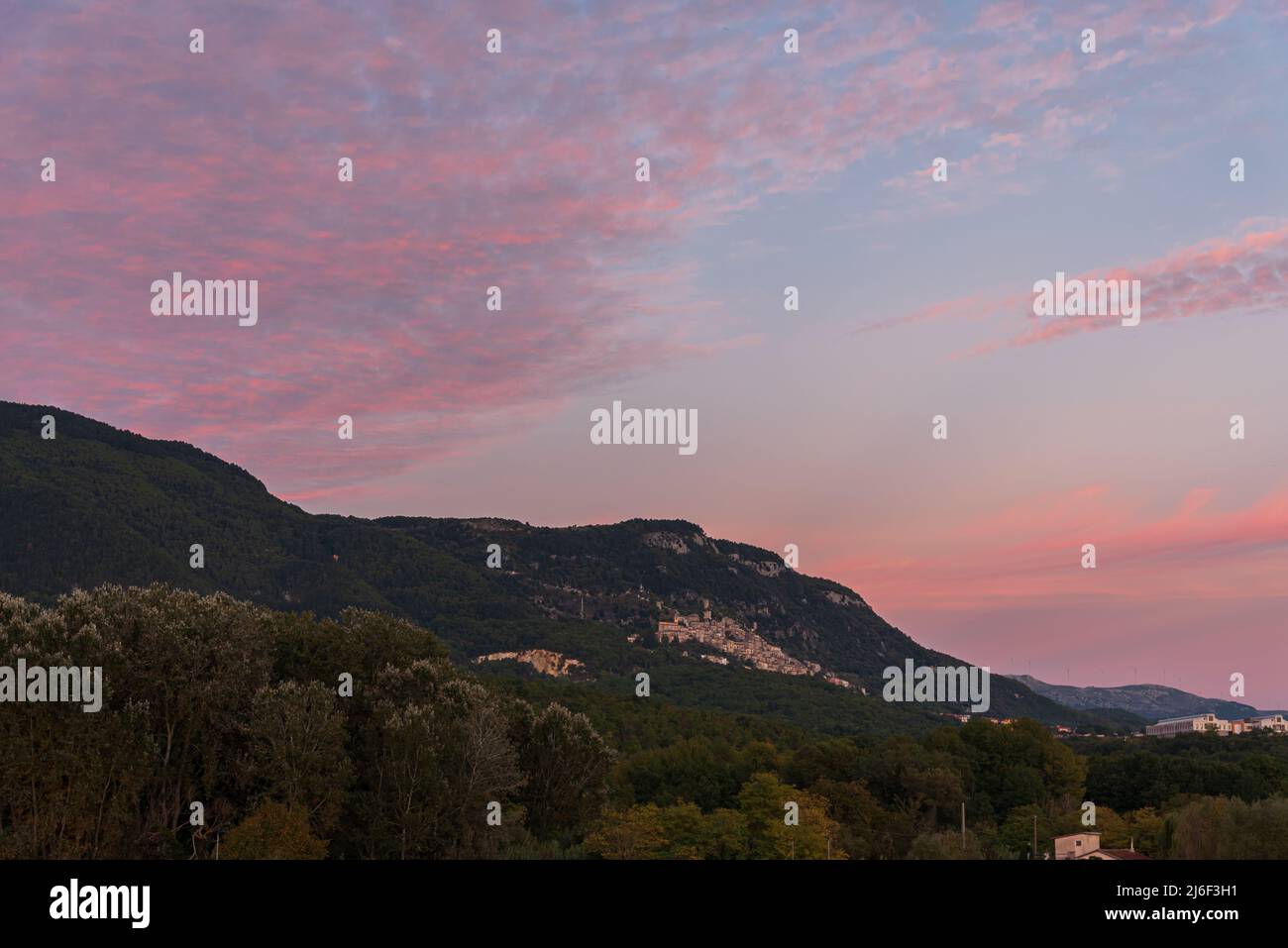 Panorama of Pesche, village in the province of Isernia, in Molise ...