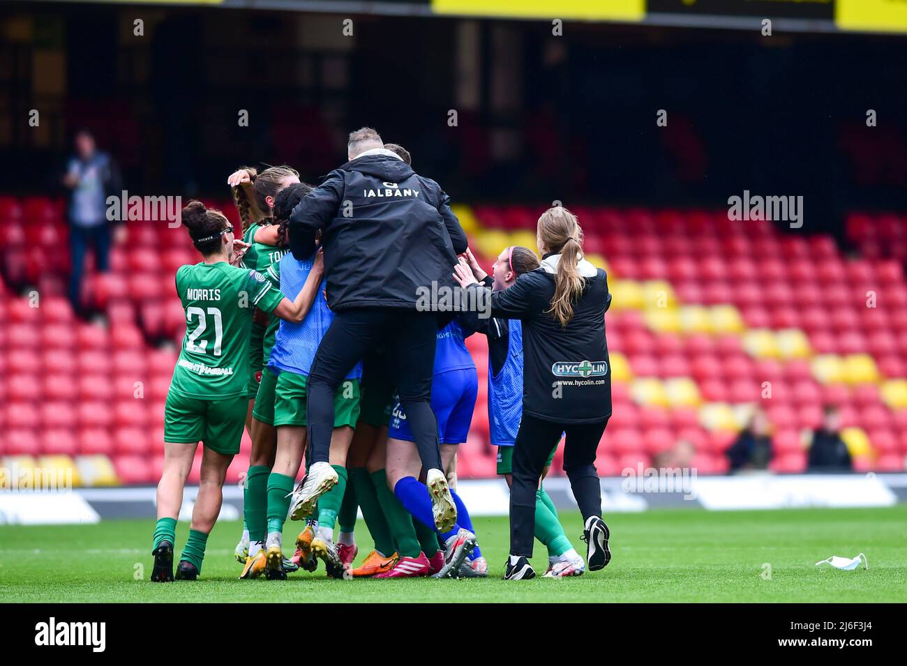 Coventry celebrate staying up during the FA Championship football match ...