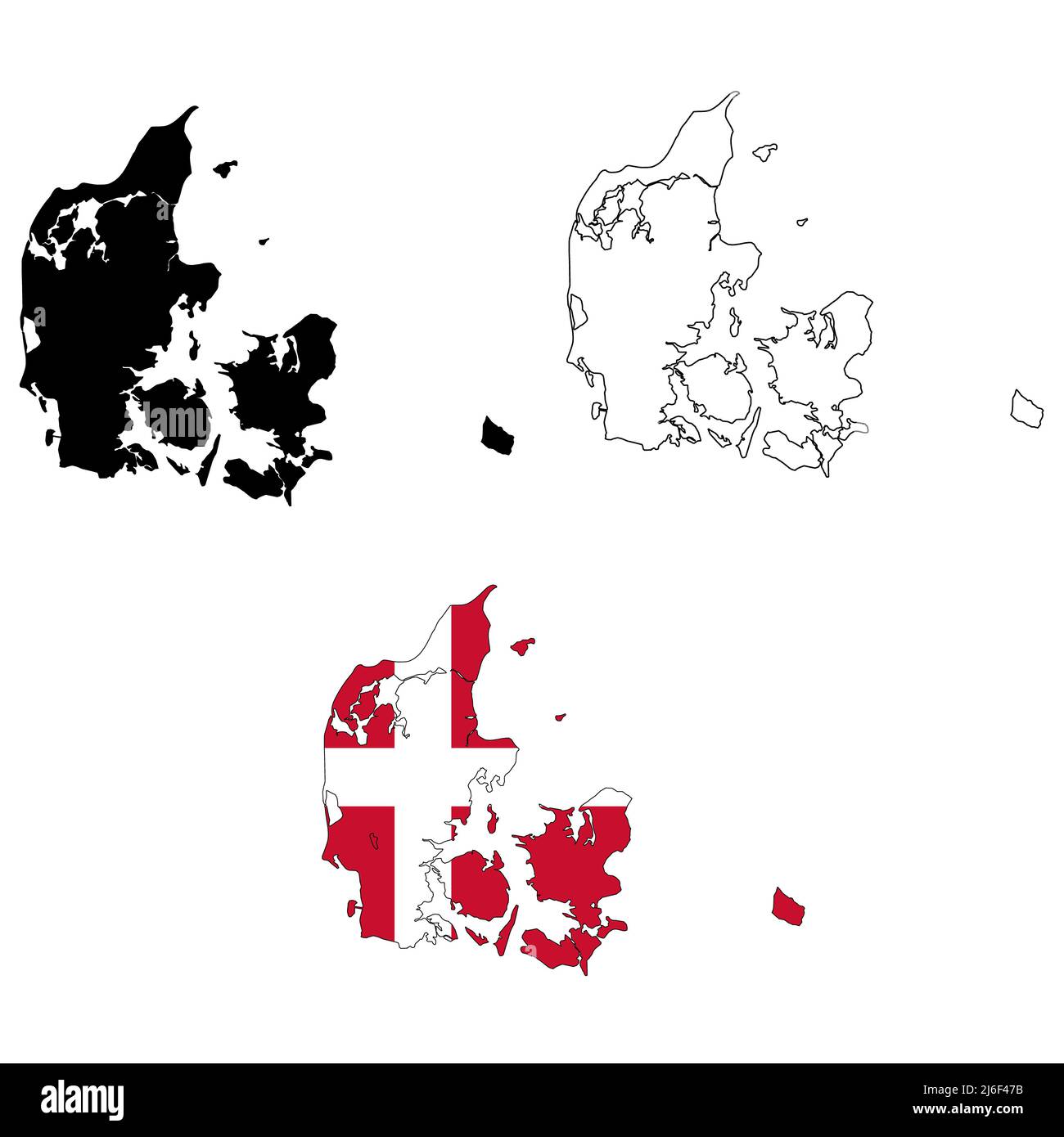 Denmark flag map. Outline map of Denmark map sign. Denmark map.flat ...