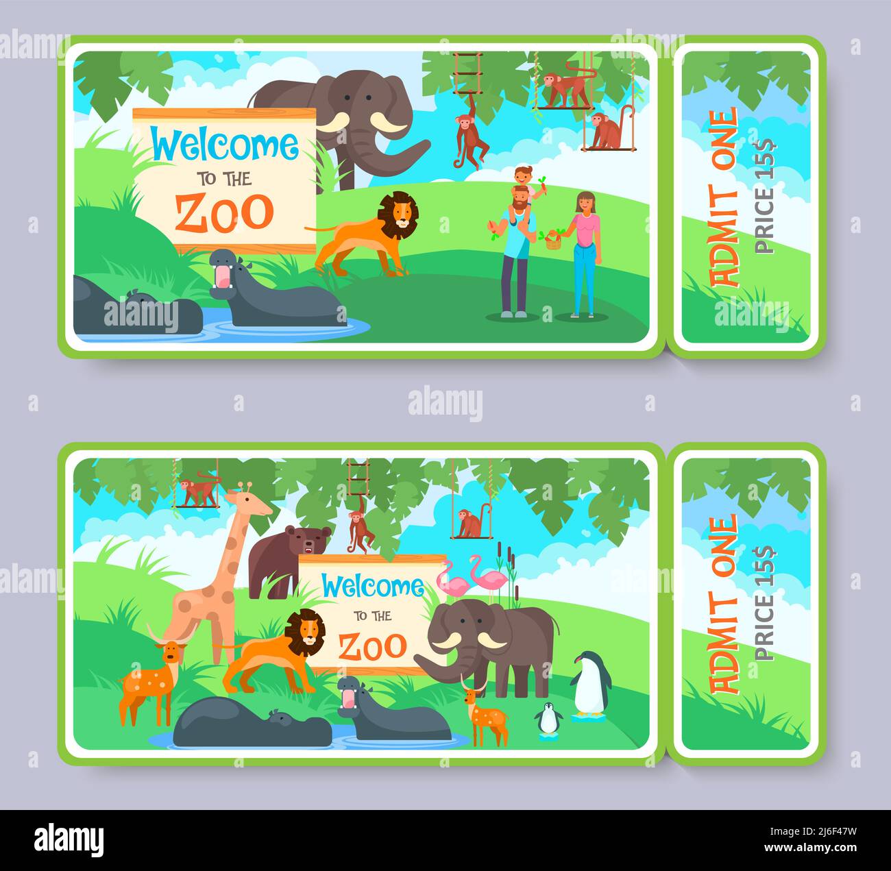 Zoo admission ticket vector template set Stock Vector Image & Art - Alamy
