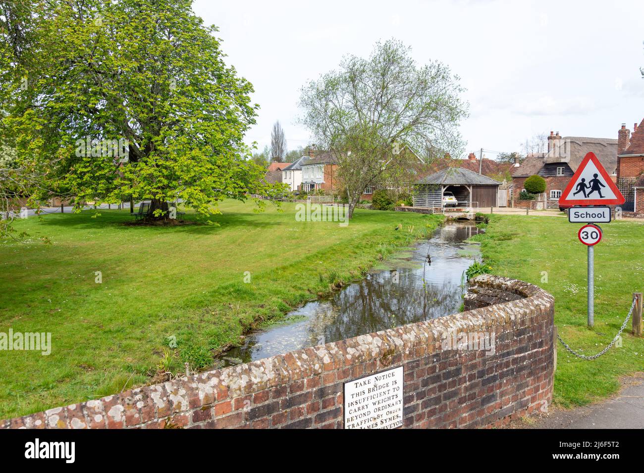 Village Green and River Itchen, Cheriton, Hampshire, England, United ...