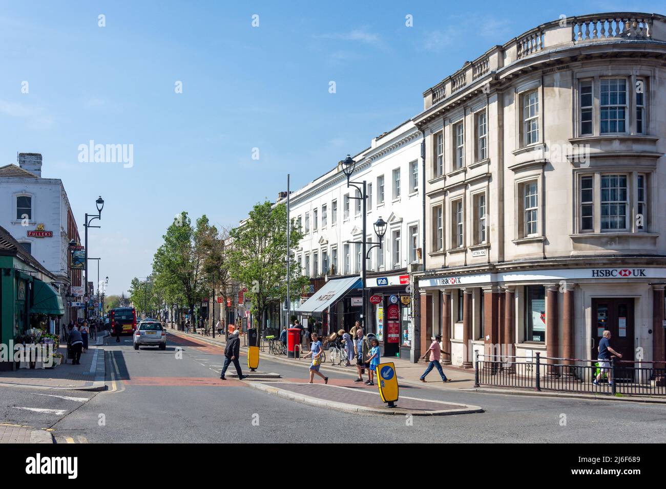 Shops cafe traffic downtown victoria road surbiton high street s hi-res ...