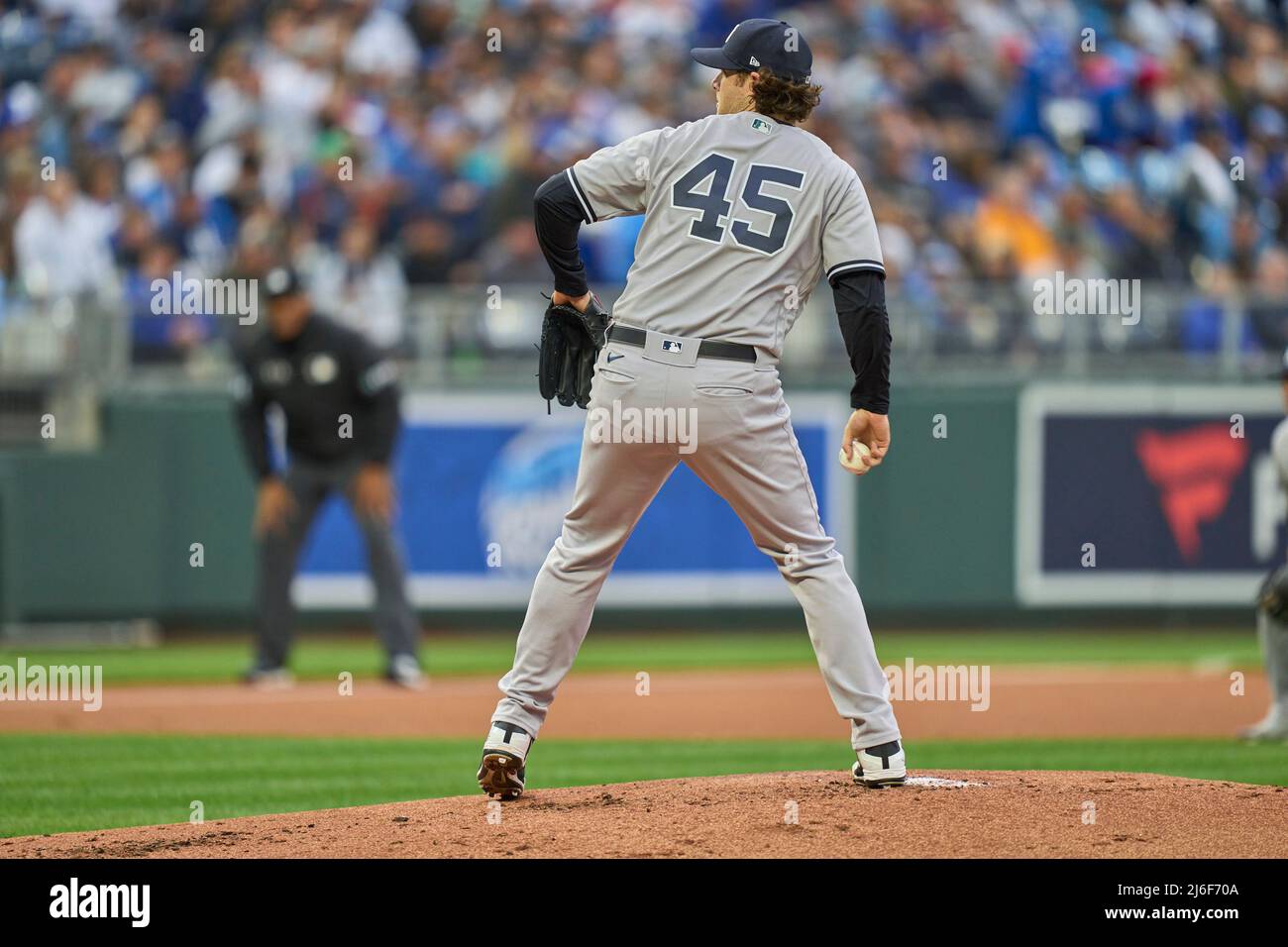 April 30 2022: New York pitcher Gerrit Cole (45) warming up during the ...