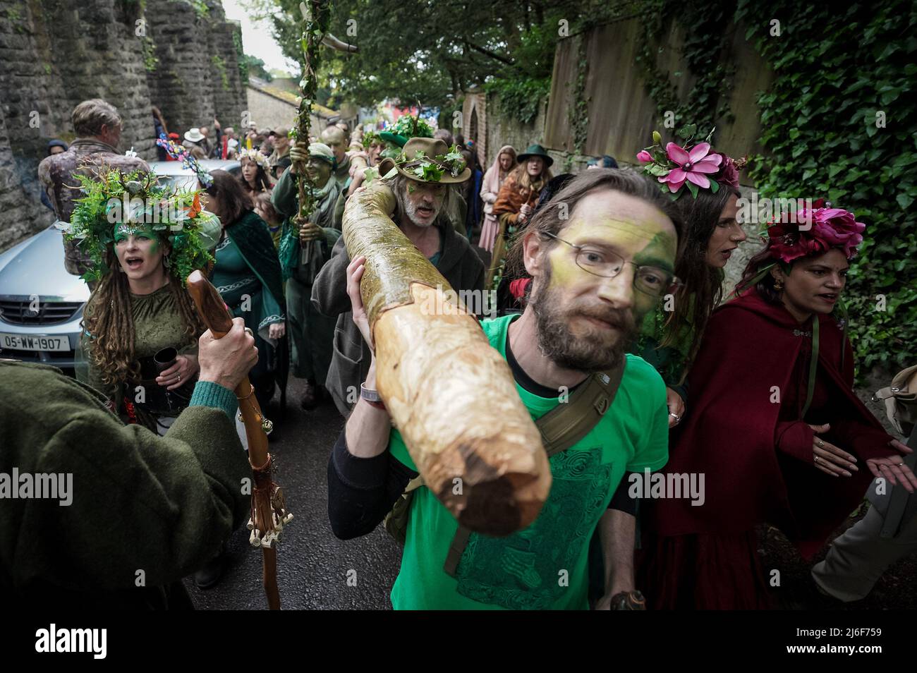 Beltane celebrations on May Day in Glastonbury as part of a pagan ...